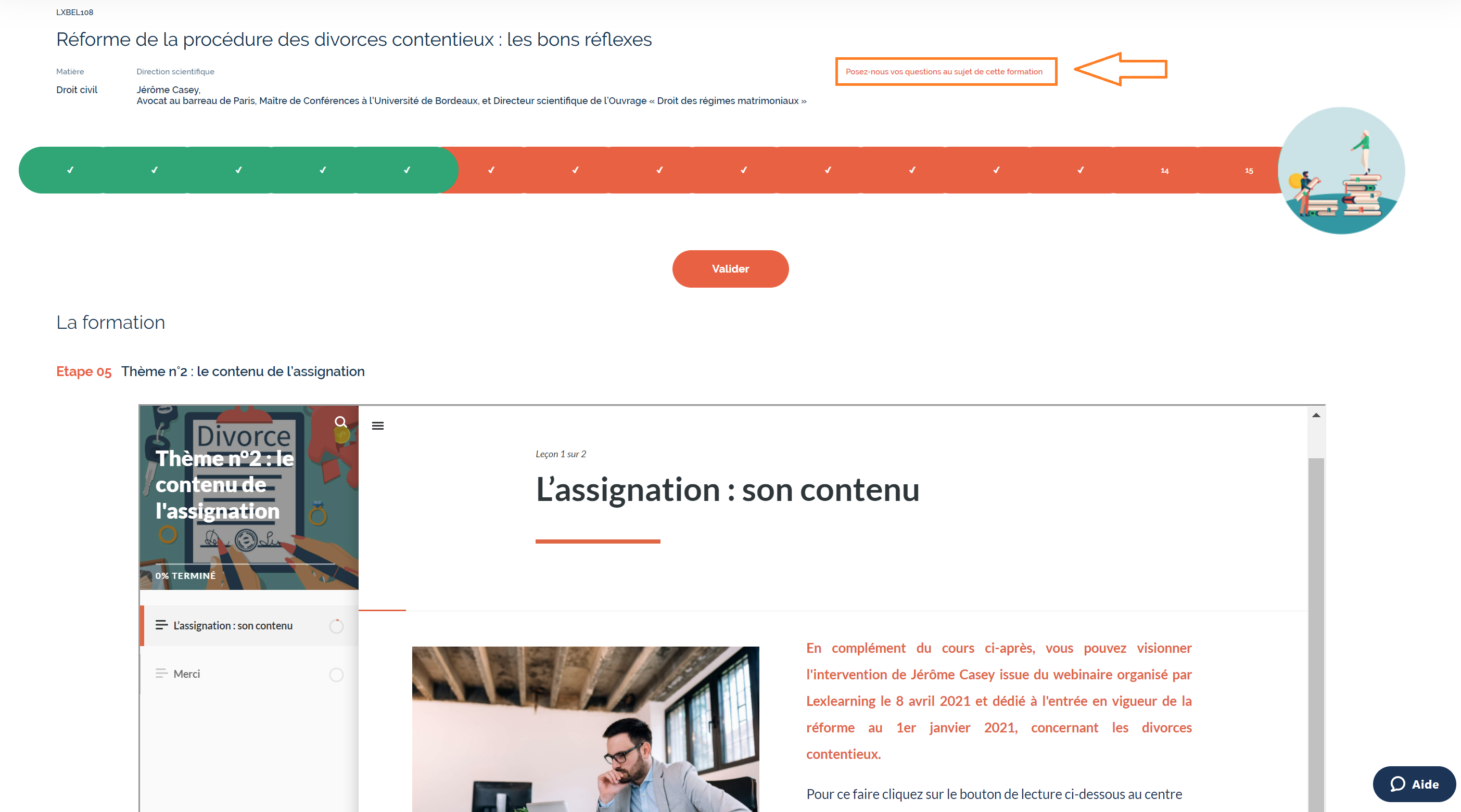 Suivre ma formation – Elearning Lexbase